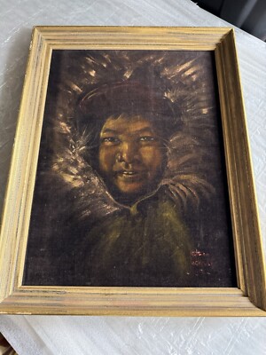 Original Painting On Velvet Alaskan Native Boy “Nathan Jackson ...