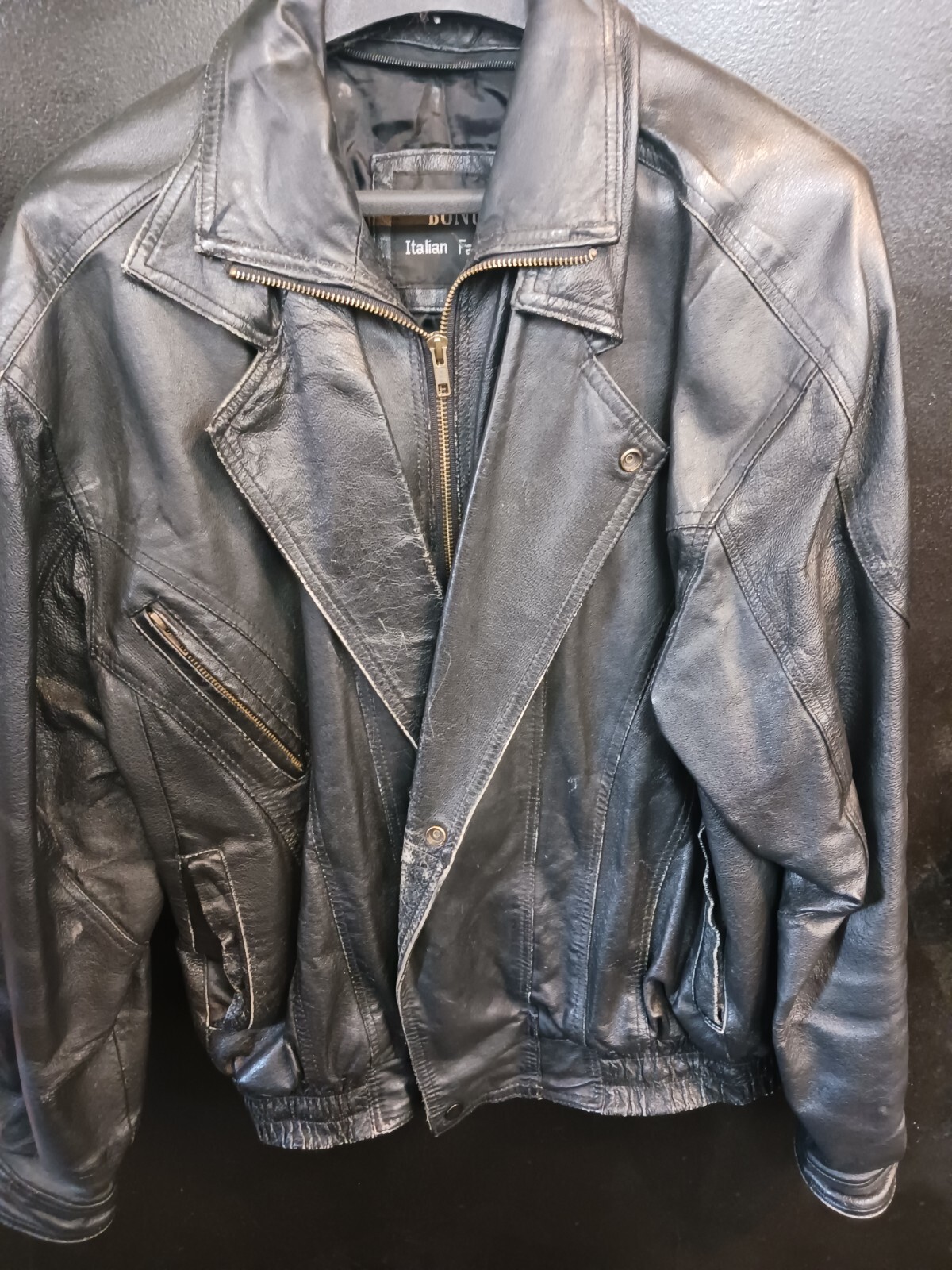 Vintage Italian Leather Bomber/Flight Jacket Mens Sma… - Gem