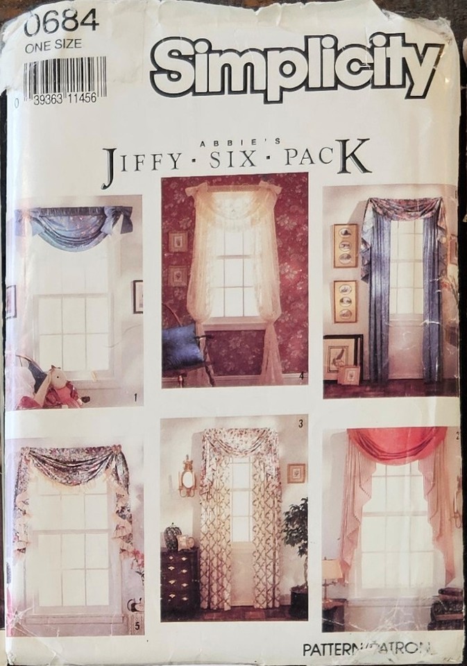 Simplicity Craft Sewing Patterns Curtains Drapes Window Panels Valance ...