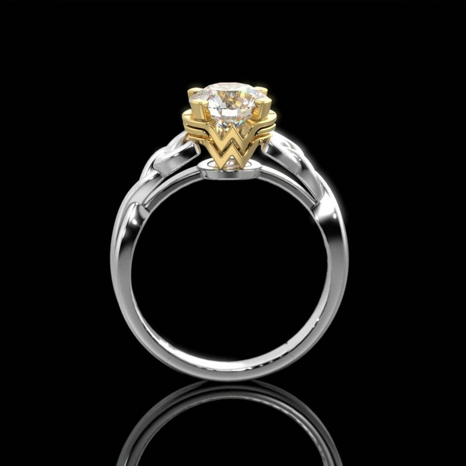 Exclusive Wonder Woman Ring Tow Tone Color 2CT White Round Cut ...