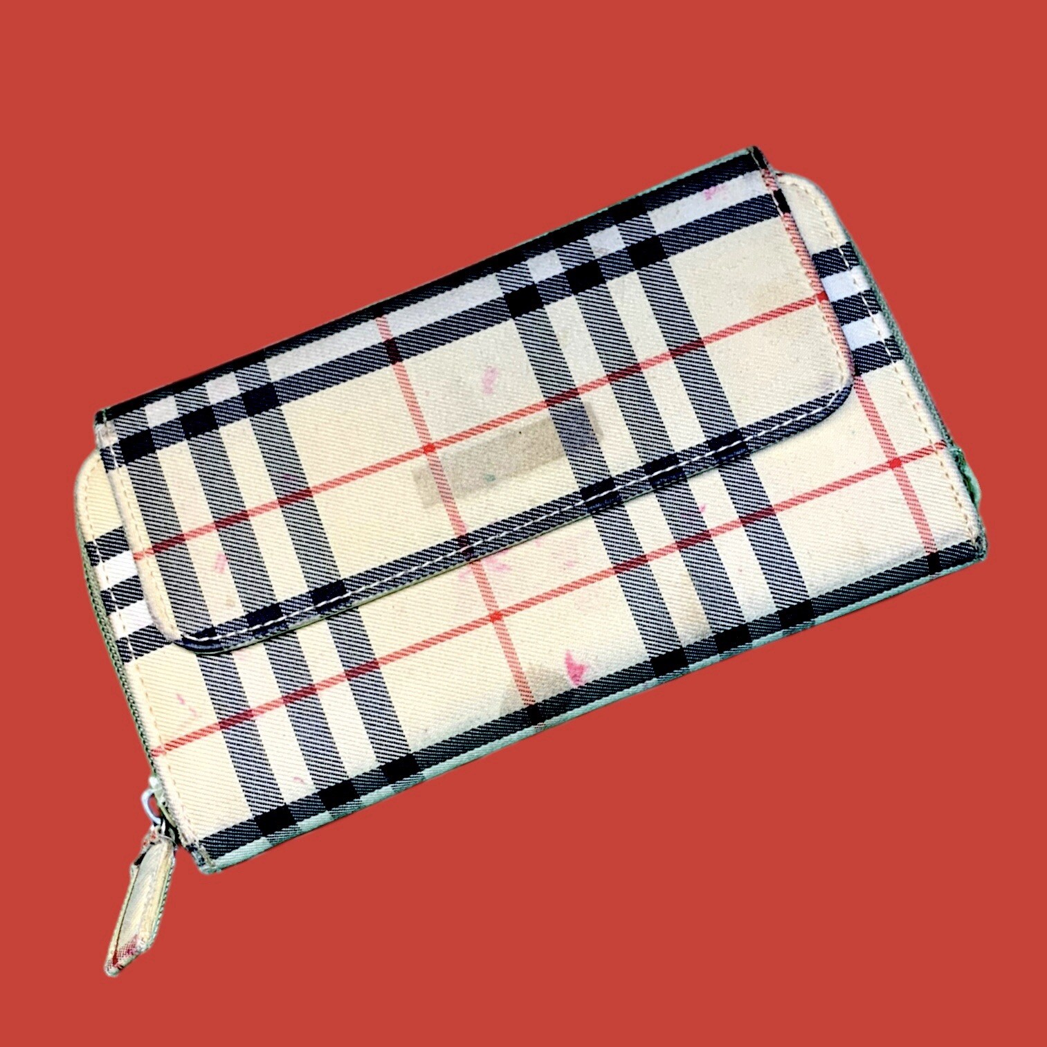 Rare Vintage Authentic BURBERRY Check Cloth Zip Women… - Gem