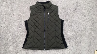Andrew Marc Vest Womens Medium Puffer Quilted Green Zip Up Warm ...