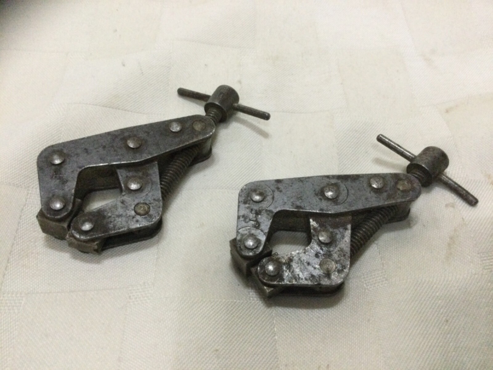 2 Twist Clamp T-Handle Multipurpose Welding Lot Stamped JF Vintage | eBay
