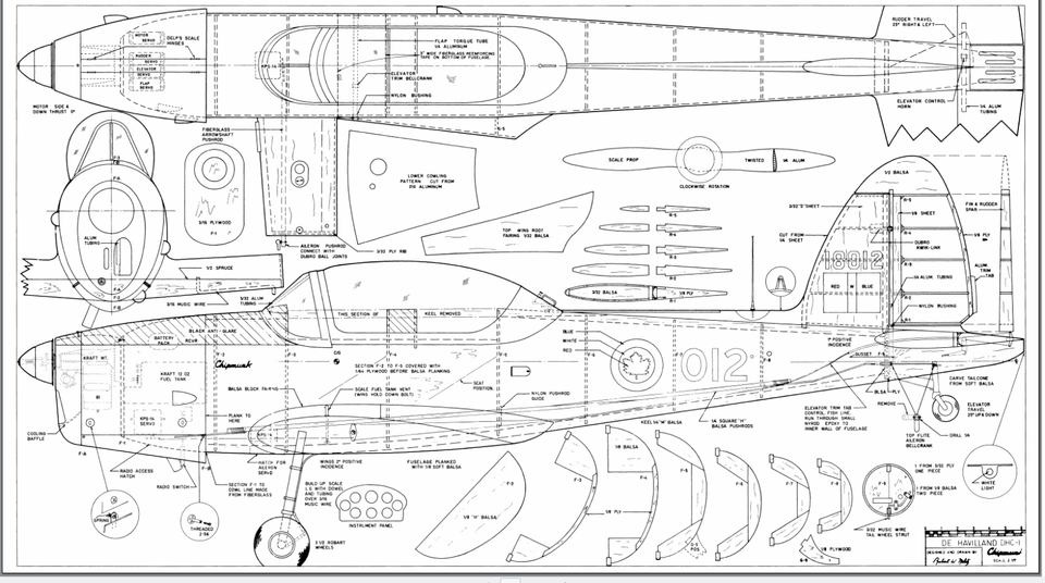Scale DHC-1 CHIPMUNK 86 inch Giant Scale RC Model AIrplane Printed ...