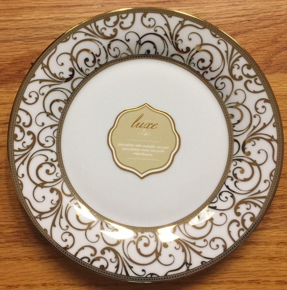 CIROA LUXE METALLIC GOLD VELLUTO SCROLL DINNER PLATES SET OF 4 | eBay