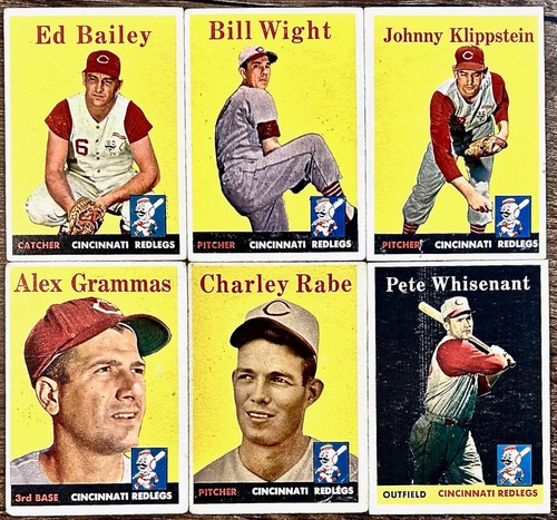 1958 Topps Cincinnati Redlegs Alex Grammas Charley Rabe Pete Whisenant ...