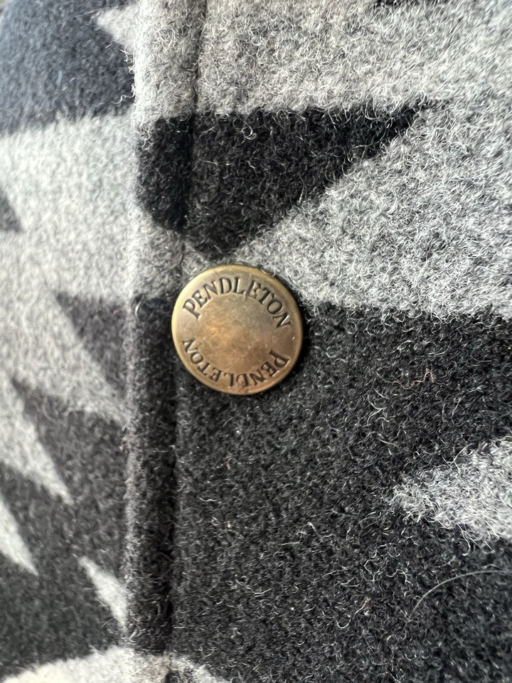 Pendleton Black And White Bomber Jacket Size XL Button Up Black Lining ...