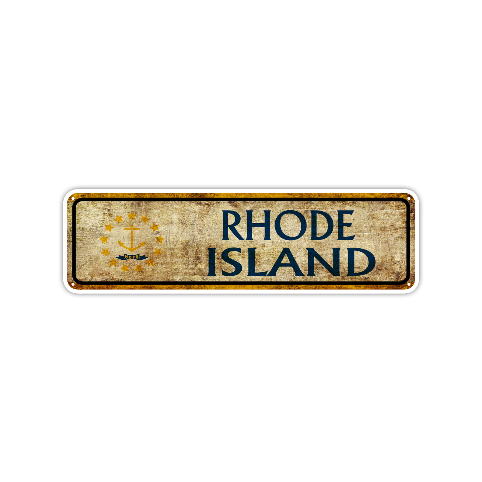 Rhode Island State Flag Vintage Sign Rhode Island Gift Road Wall Décor ...