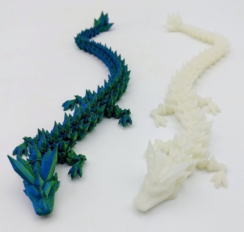 3D-Printed Segmented Dragons Lot of 2 Blue/Green + Glow in the Dark 12 ...