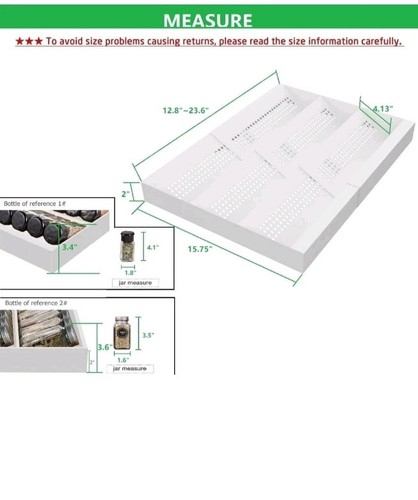 Expandable Metal Spice Drawer Organizer,3-Tier,Slanted Seasoning Jars ...