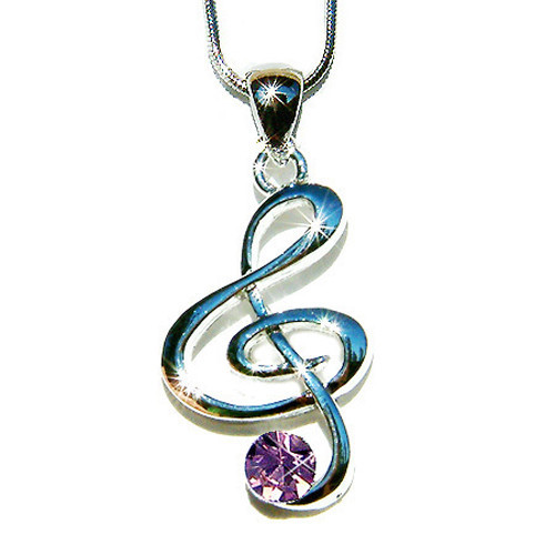 Purple TREBLE CLEF made with Swarovski Crystal Musical MUSIC NOTE Charm ...