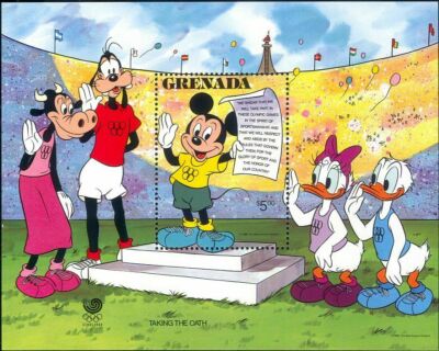 Grenada 1988 Disney Mickey Sports Seoul Olympics Cartoons Animation m/s ...