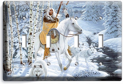 NATIVE AMERICAN INDIAN CHIEF WHITE HORSE WINTER LIGHT SWITCH OUTLET ...