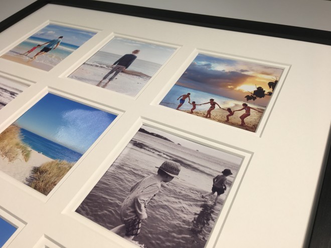 Large Multi App Photo Frame Fits 9-4"x4" Double White Mount Black Frame ...