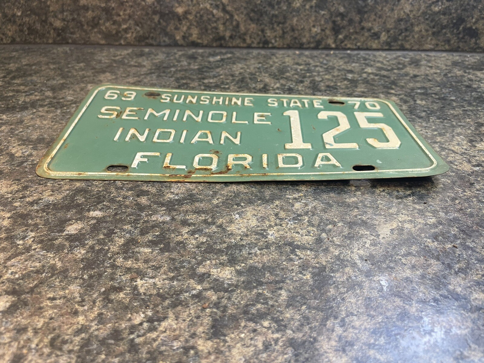 Vintage Florida Seminole Indian License Plate 1969/70 Green & White ...