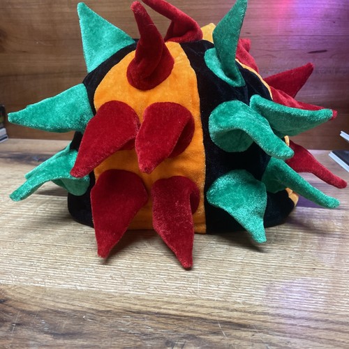 Multi Color Velvet Renaissance Jester Clown Carnaval Party Hat Green ...