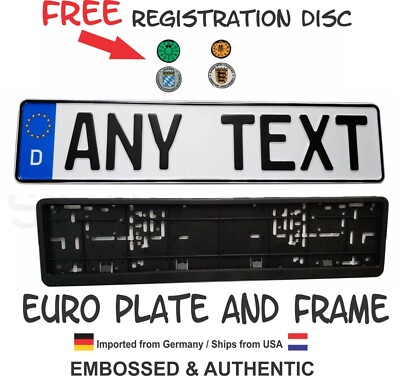 EUROPEAN LICENSE PLATE SET, ANY TEXT, BMW, EURO TAG, custom GERMAN ...