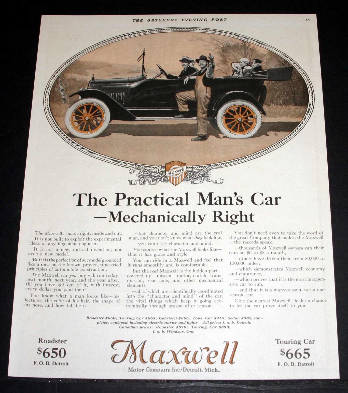 1917 OLD MAGAZINE PRINT AD, MAXWELL- A PRACITICAL MAN'S CAR ...