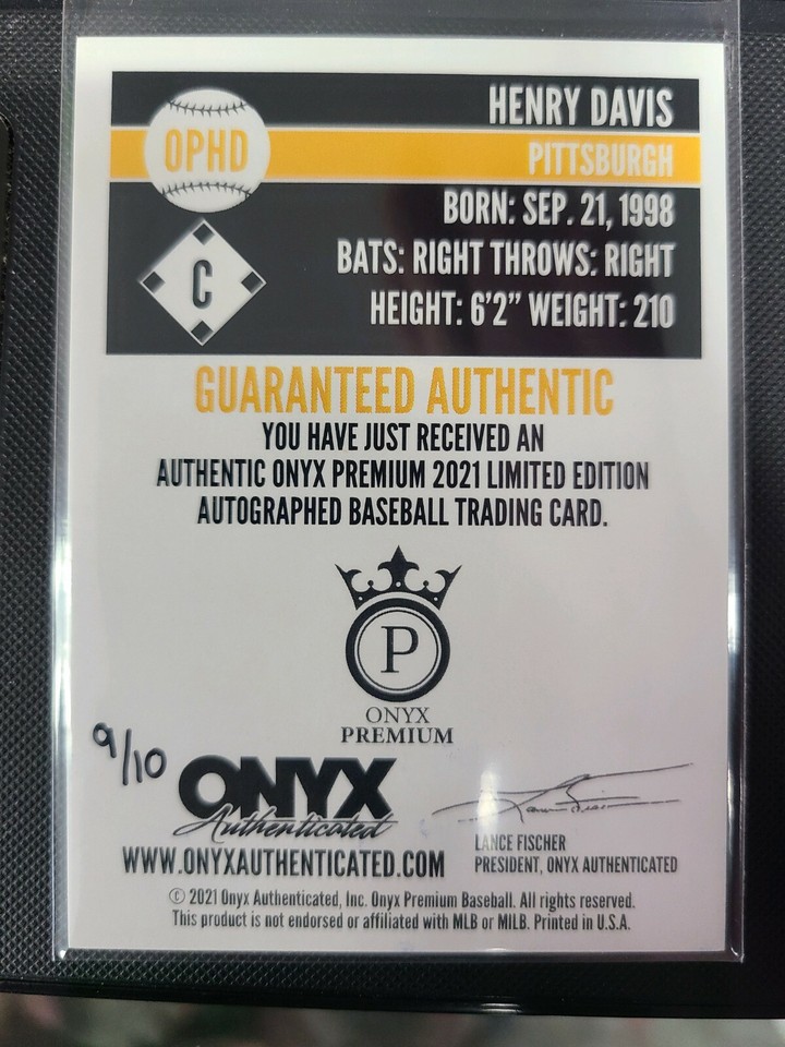 Henry Davis 2021 Onyx Premium Rookie Inscription Auto 9/10 “2021 #1 ...