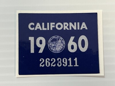 1960 California License Plate Registration Sticker, YOM, CA DMV show ...