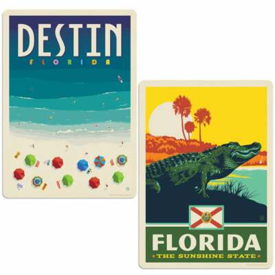 Destin Florida Beach Alligator Sticker Set of 2 Vintage-Style Decals | eBay