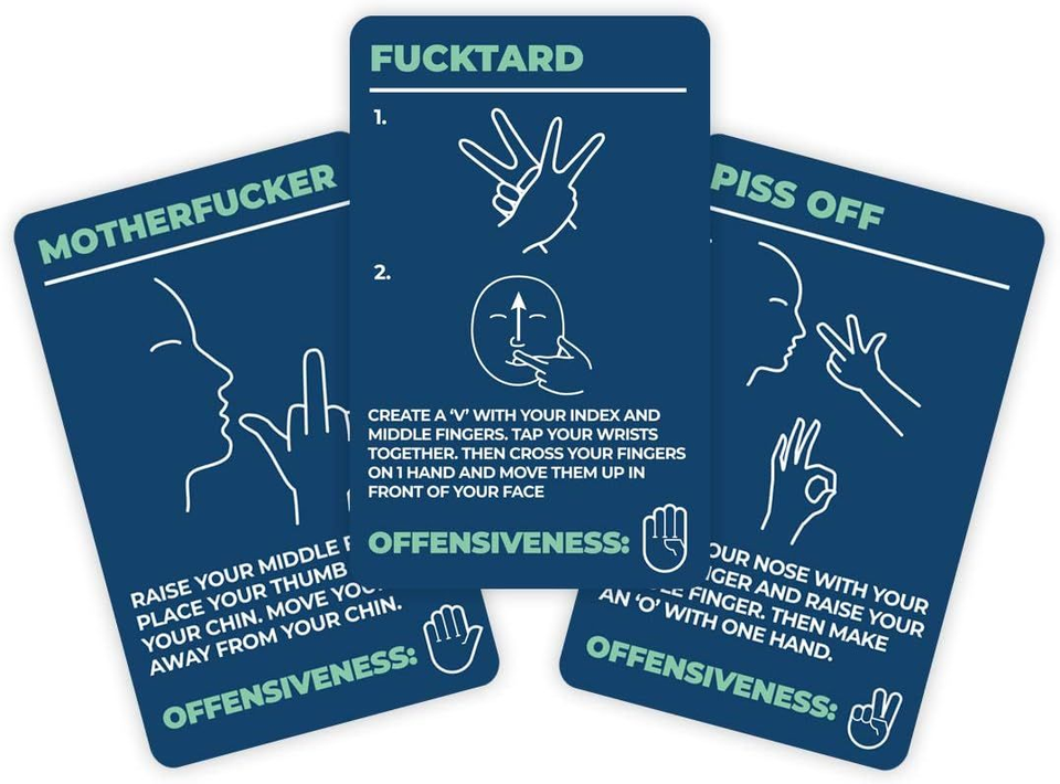 Gift Republic GR490081 How To Swear in Sign Language Cards, Blue one ...