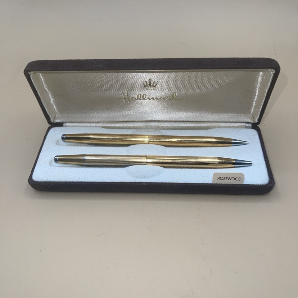 Vintage Bradley Gold Pen and Pencil Set in Hallmark Rosewood Box | eBay
