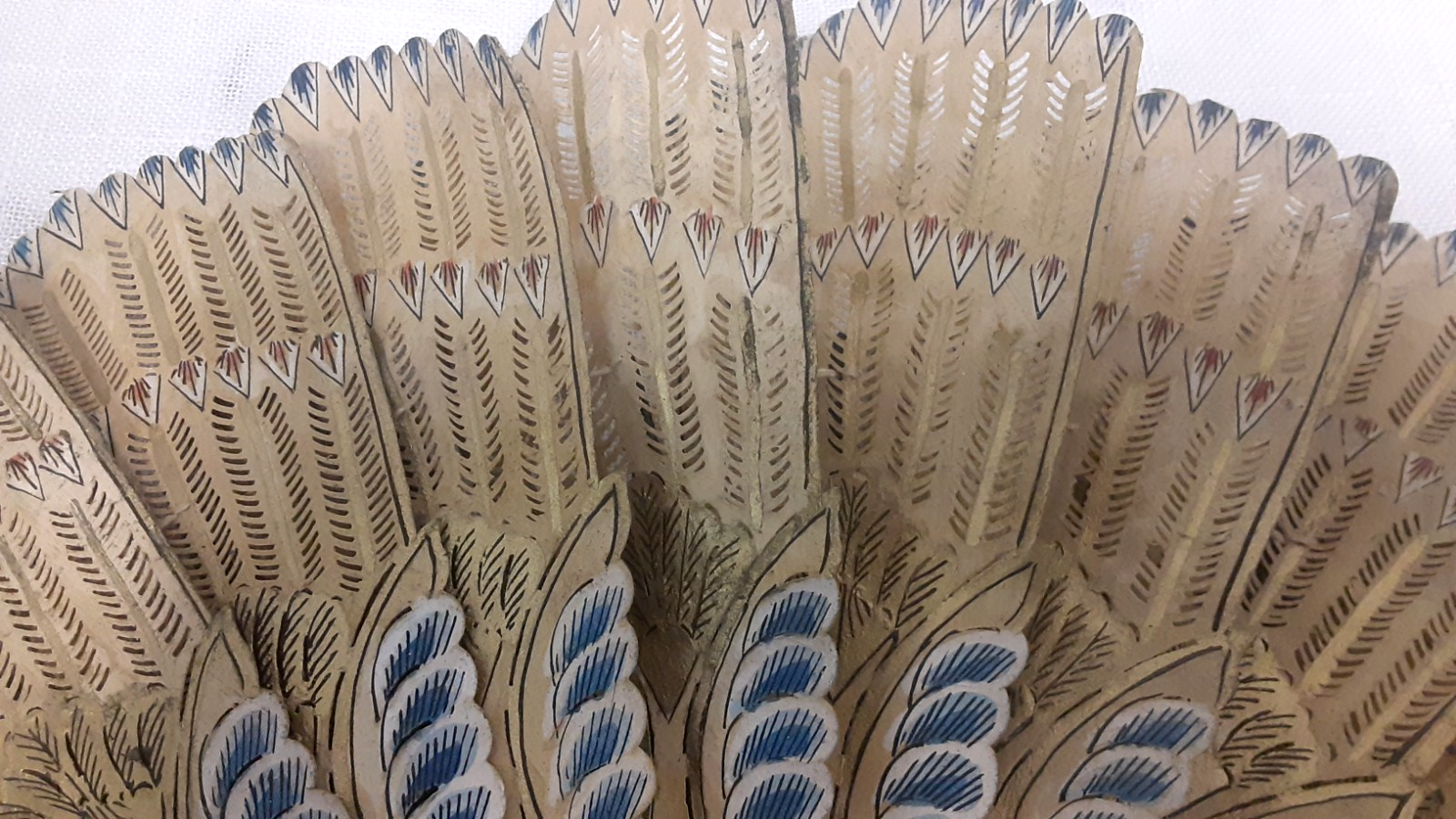 Victorian Hand Painted Paper or Leather 15" PIERCED FOLDING LADIES FAN ...