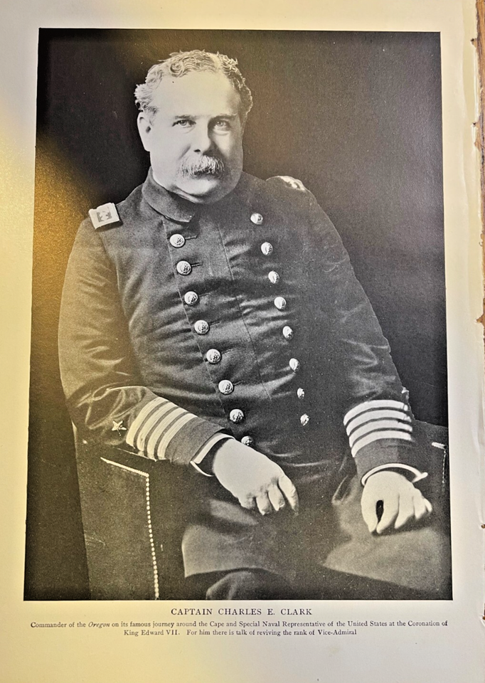 1902 Vintage Magazine Illustration Captain Charles E Clark Battleship Oregon | eBay