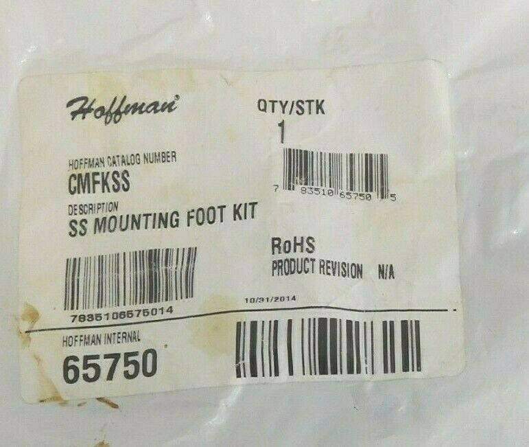 Hoffman SS Mounting Foot Kit Stainless Steel CMFKSS Complete Set 65750 ...