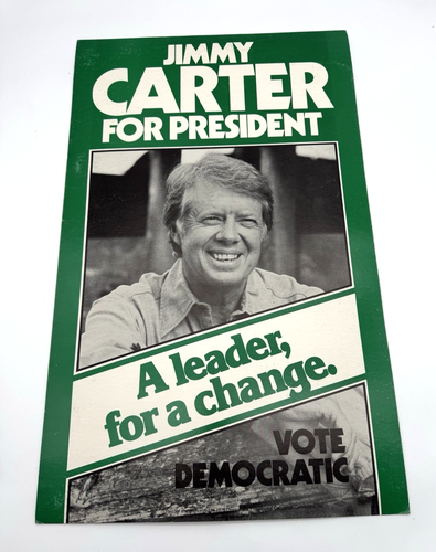 Vintage Jimmy Carter ORIGINAL 1976 Campaign CARDBOARD Sign Large 21"x13 ...