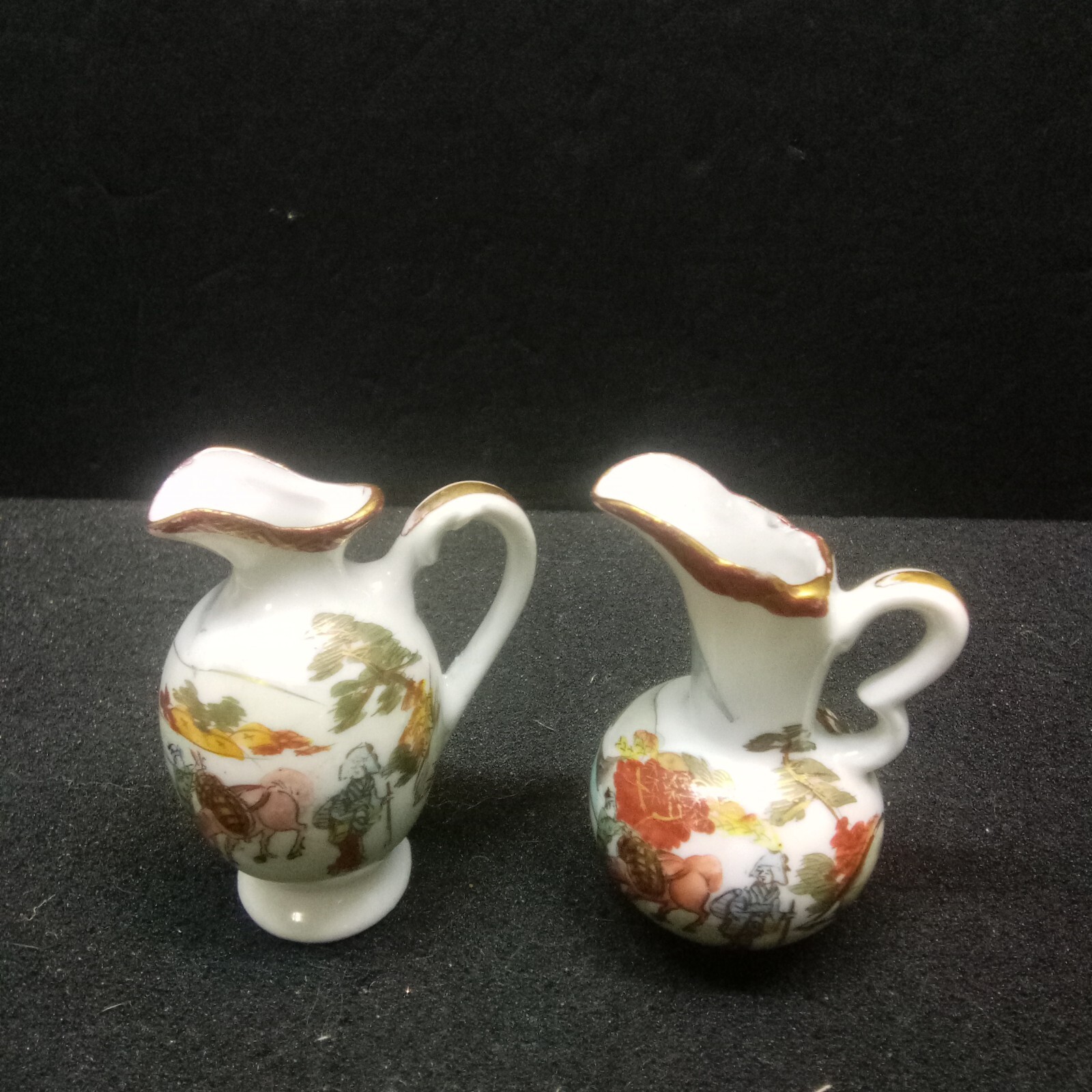 Vintage Miniature Pitchers Set Of 2 Marked Japan Great Detail Hand ...