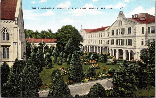 Postcard Mobile Alabama The Quadrangle Spring Hill College | eBay