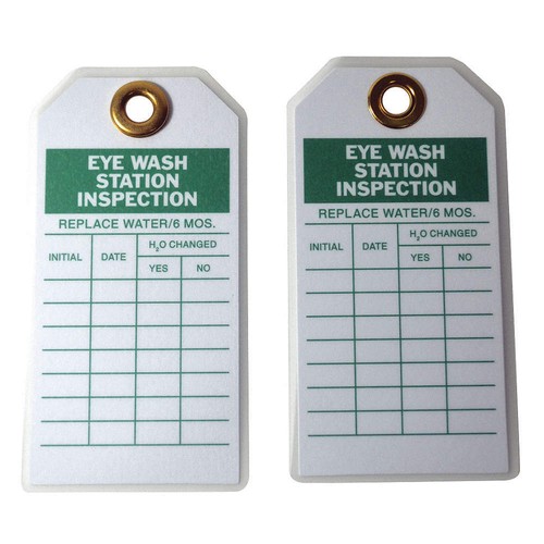 GRAINGER APPROVED 9HUP5 Eye Wash Sta Inspection Tag,Grn/Wht,PK10 9HUP5 ...