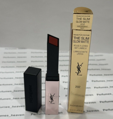 YSL Rouge Pur Couture The Slim Glow Matte Lipstick 202 Insurgent Red ...