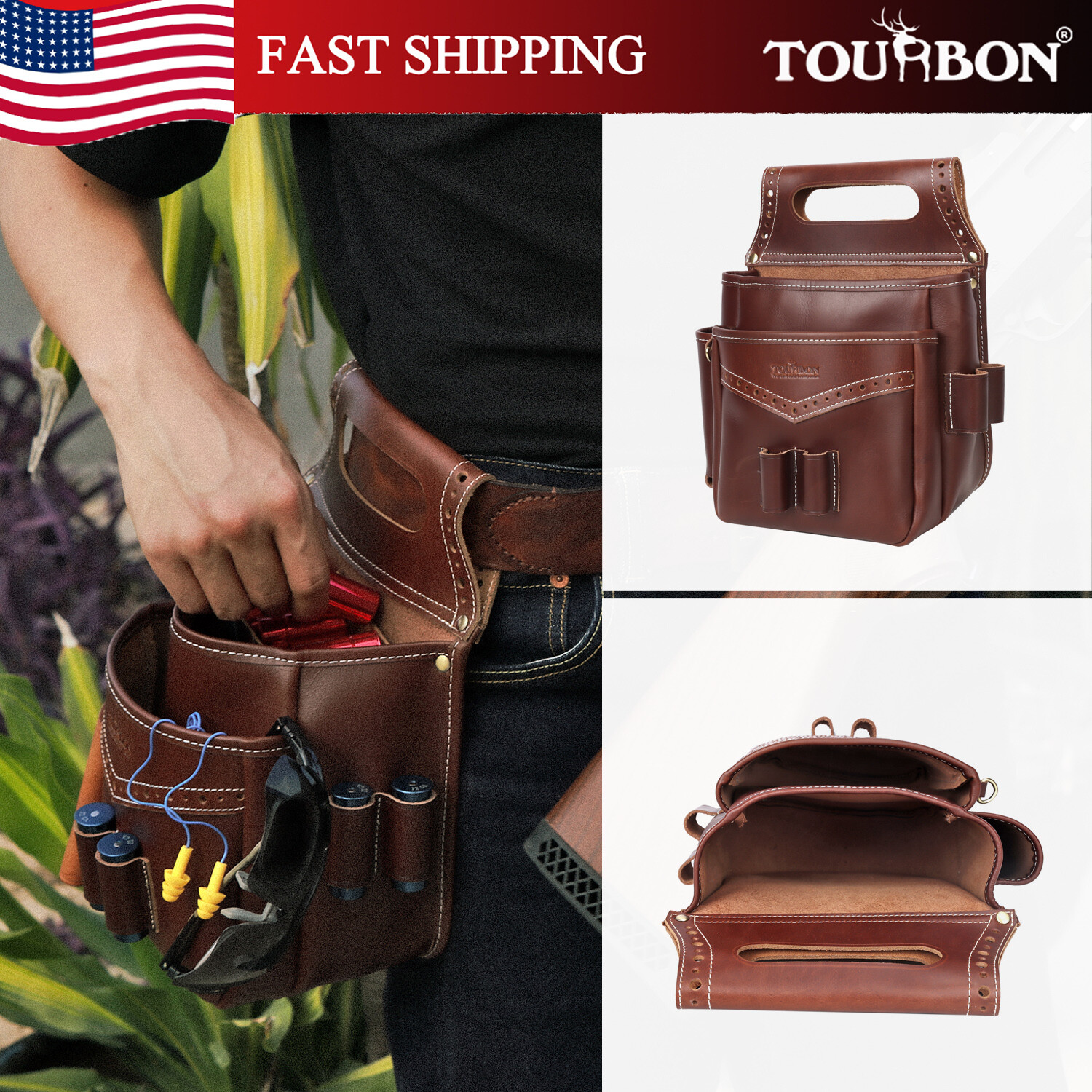 TOURBON Shooting Trap Skeet Shells Belt Pouch Shotgun 12GA Ammo Belt ...