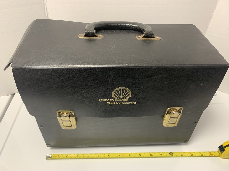 Vtg Shell Motor Oil Advertising Salesman Sample Case Sign Service ...