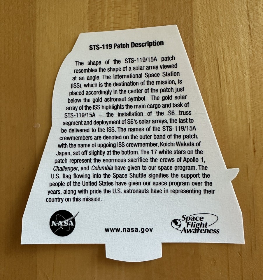 Authentic NASA Space Shuttle STS-119 Mission Patch Sticker NOT A REPRODUCTION | eBay