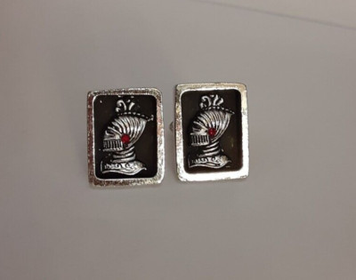 Vintage Swank Silver tone Mideivel Knight Red Glass Stone Cufflinks | eBay