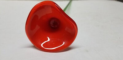 ART GLASS BURNT ORANGE TRUMPET LONG STEM GLASS FLOWER 19 1/2" | eBay