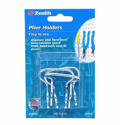 2x Zenith PLIER HOLDER Pegboard Tool Hook Easy Access Steel ZINC PLATED ...