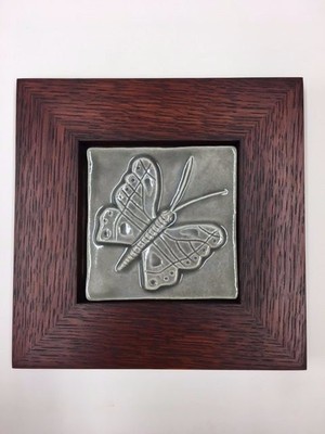 Butterfly Ceramic Handmade Emu Tile Framed Arts & Crafts Mission Style ...