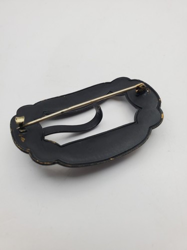 Victorian Sash Buckle C Clasp Pin Black Enamel Mourning Brooch | eBay