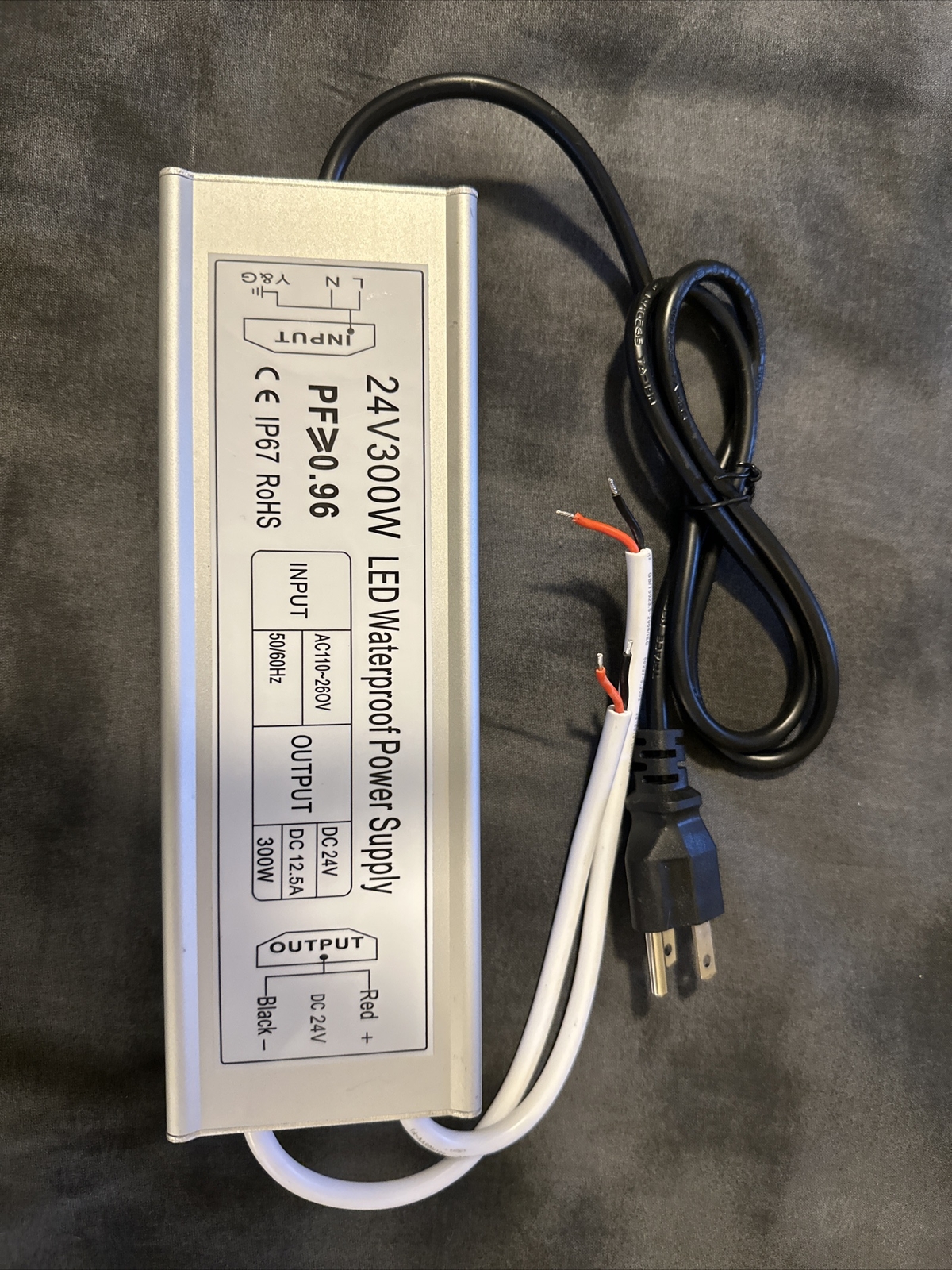 LED Driver, 300W IP67 Waterproof Outdoor Power Supply, AC 110-260V to ...