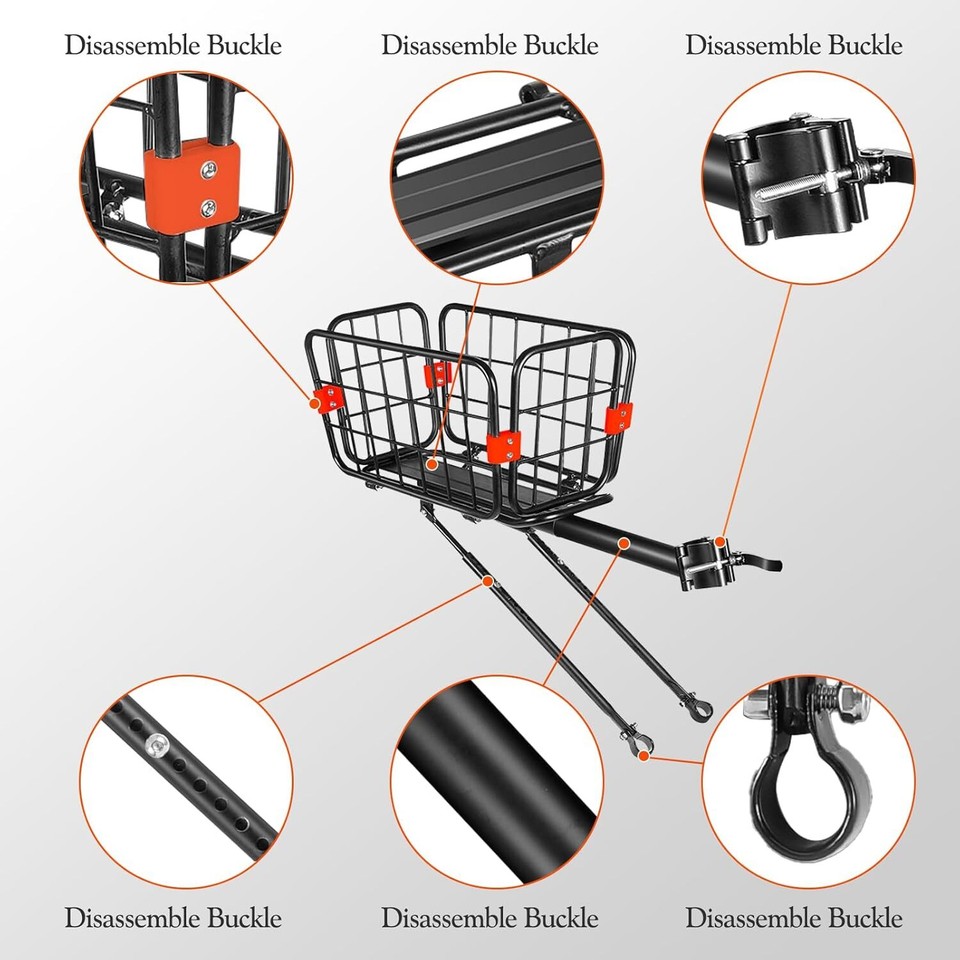 Rear Bike Rack Aluminum Alloy Adjustable Foldable Basket with Basket ...