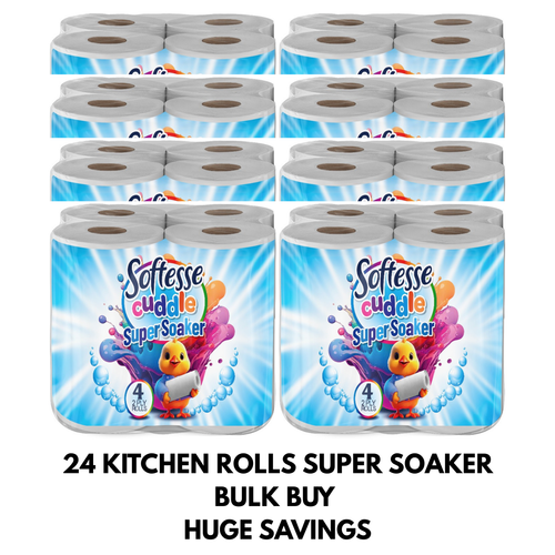24 Kitchen Rolls 2-Ply 200 Sheets | Softesse Cuddle Super Soaker Bulk ...