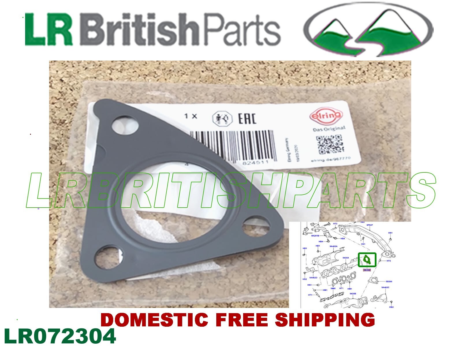 LAND ROVER EXHAUST MANIFOLD GASKET 3.0L DIESEL LR4 RANGE ROVER LR072304 ...
