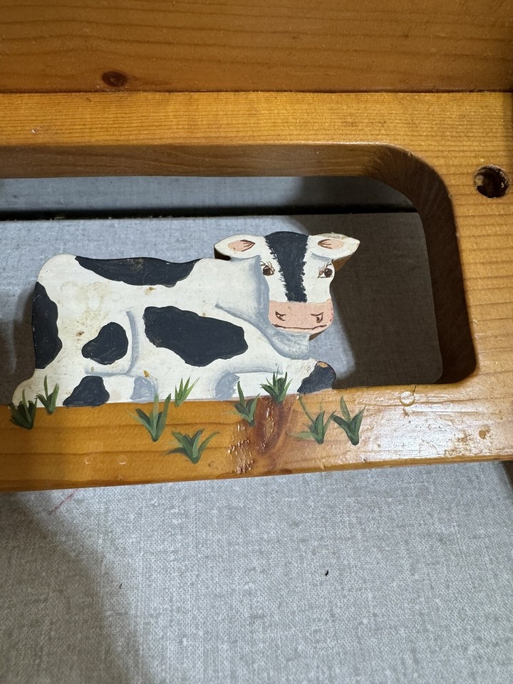 Trinket Shelf Vintage Hand Painted Primitive Folk Art Cow Cutout Wall ...