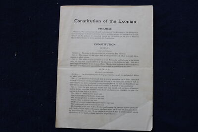 1917 CONSTITUTION OF THE EXONIAN - PHILLIPS EXETER ACADEMY - K 1617 | eBay