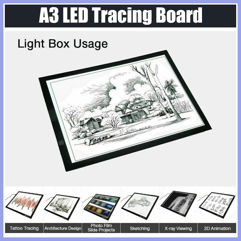 A3 LED Light Box Tracing Drawing Board Art Design Pad Copy Lightbox Day ...